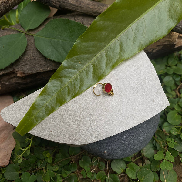 Auspicious Red Nose Pin (gold plated) – Gypsy Maal