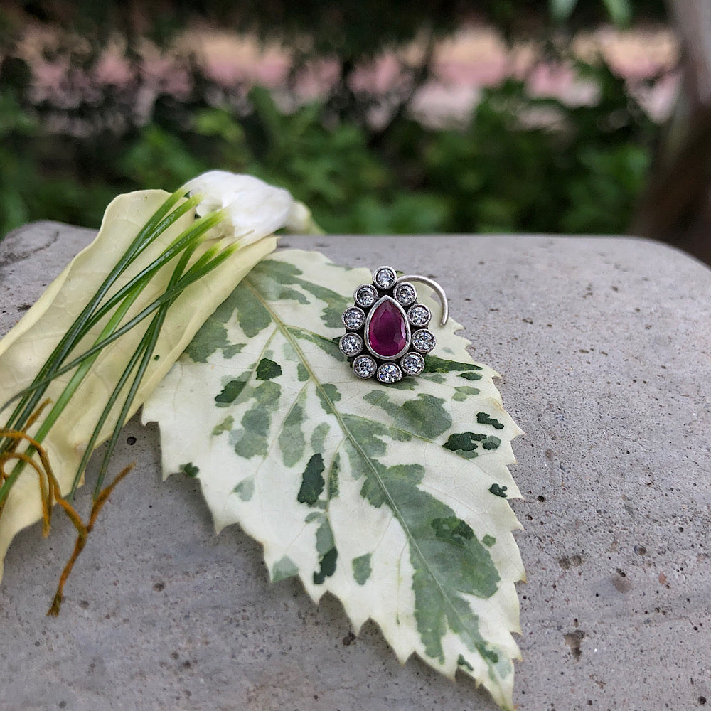 Ruby & Zircon Drop Nose Pin – Gypsy Maal