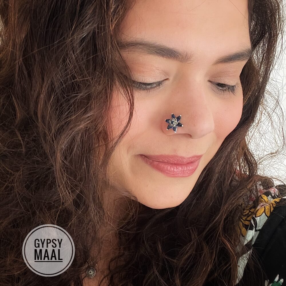 Blue Marcasite Nose Pin – Gypsy Maal