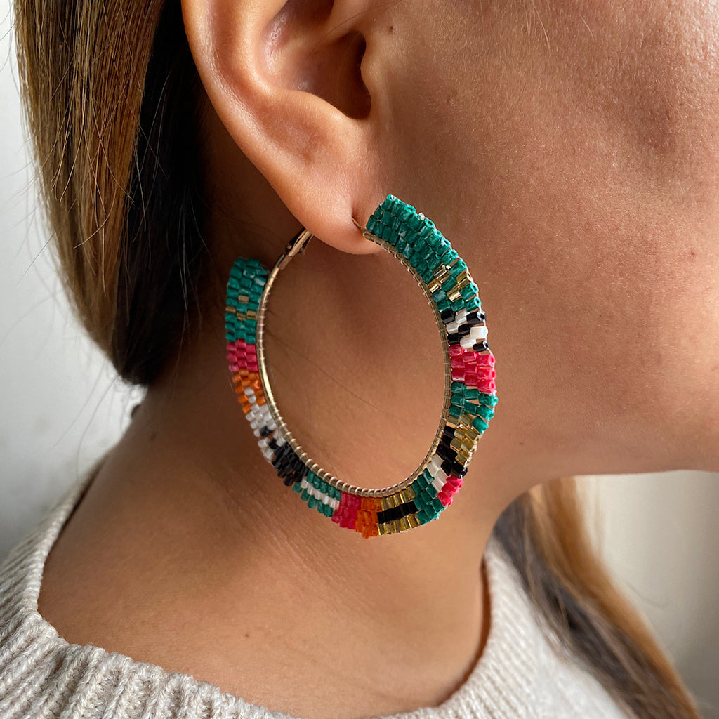 Trippy Bugle Beads Ear Loops – Gypsy Maal