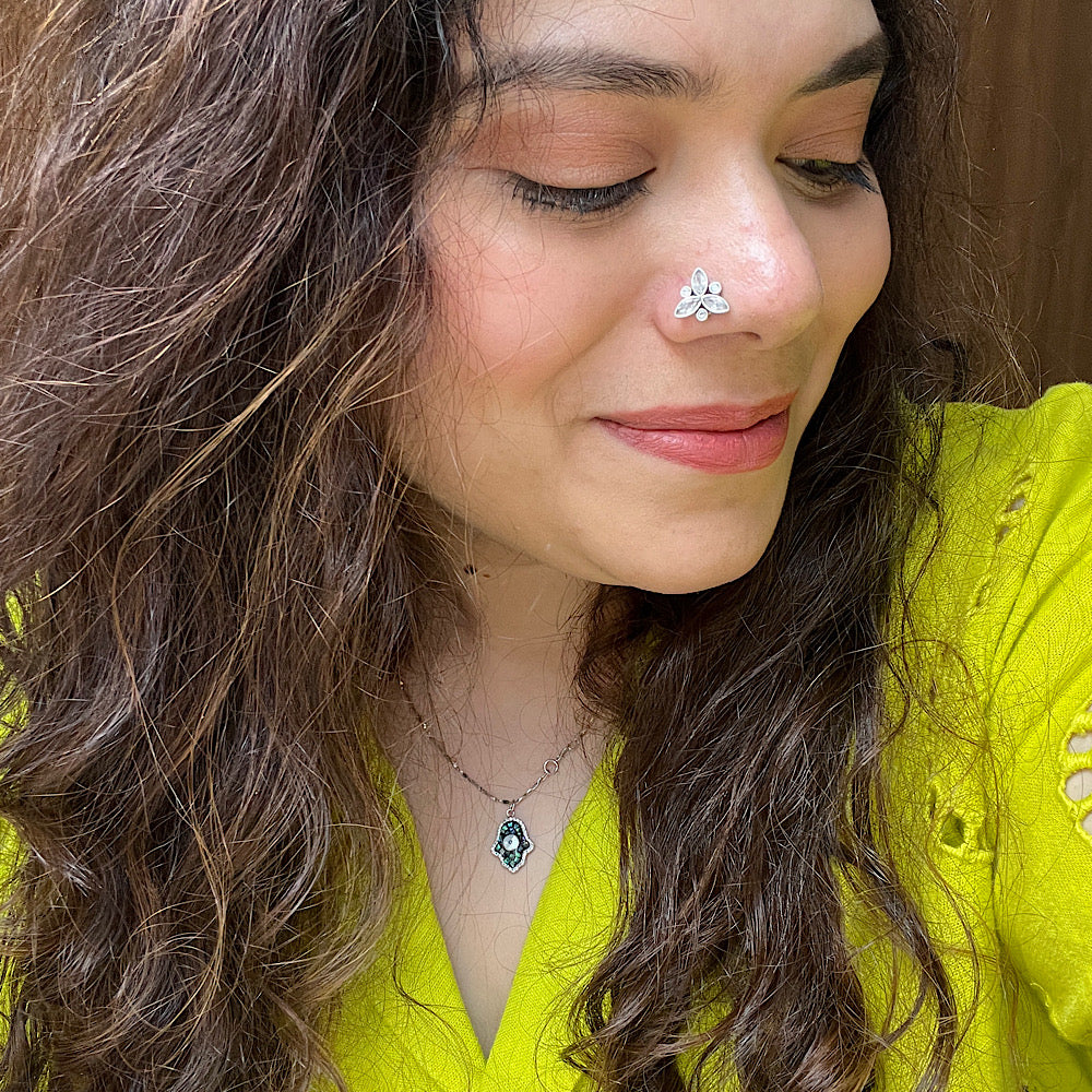 Zircon Triangle Nose Pin Gypsy Maal