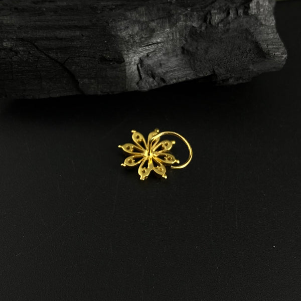 Intricate Ruby Flower Nose Pin – Gypsy Maal