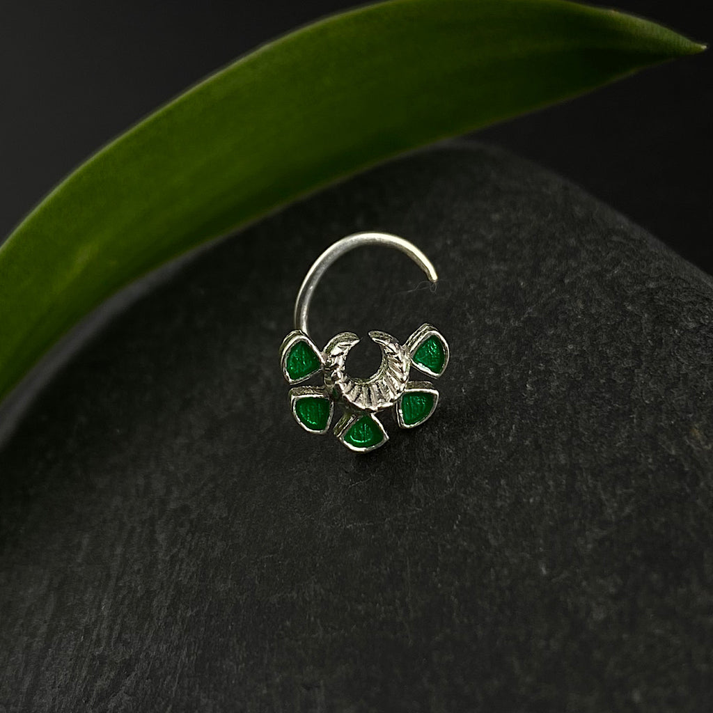 Emerald Green Crescent Nose Pin – Gypsy Maal
