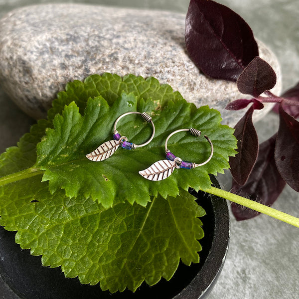 Trippy Purple Beads Feather Helix Rings – Gypsy Maal