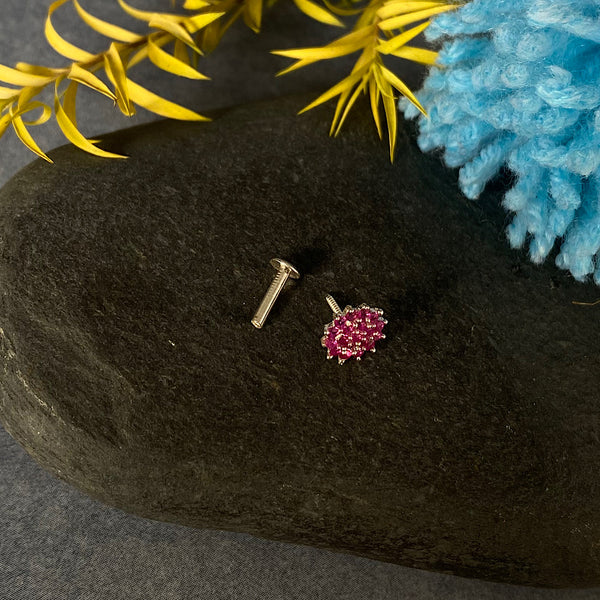 Ruby Flower Nose Pin – Gypsy Maal