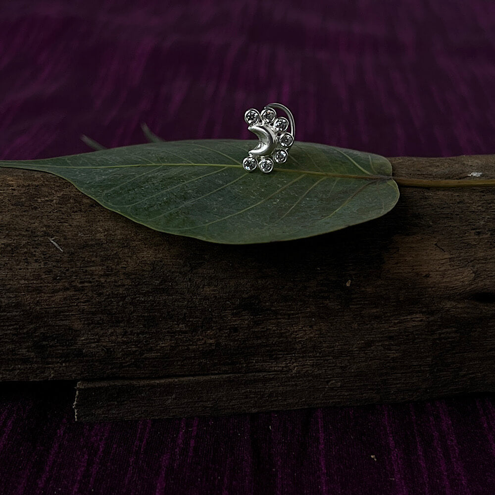 Zircon Moon Nose Pin – Gypsy Maal