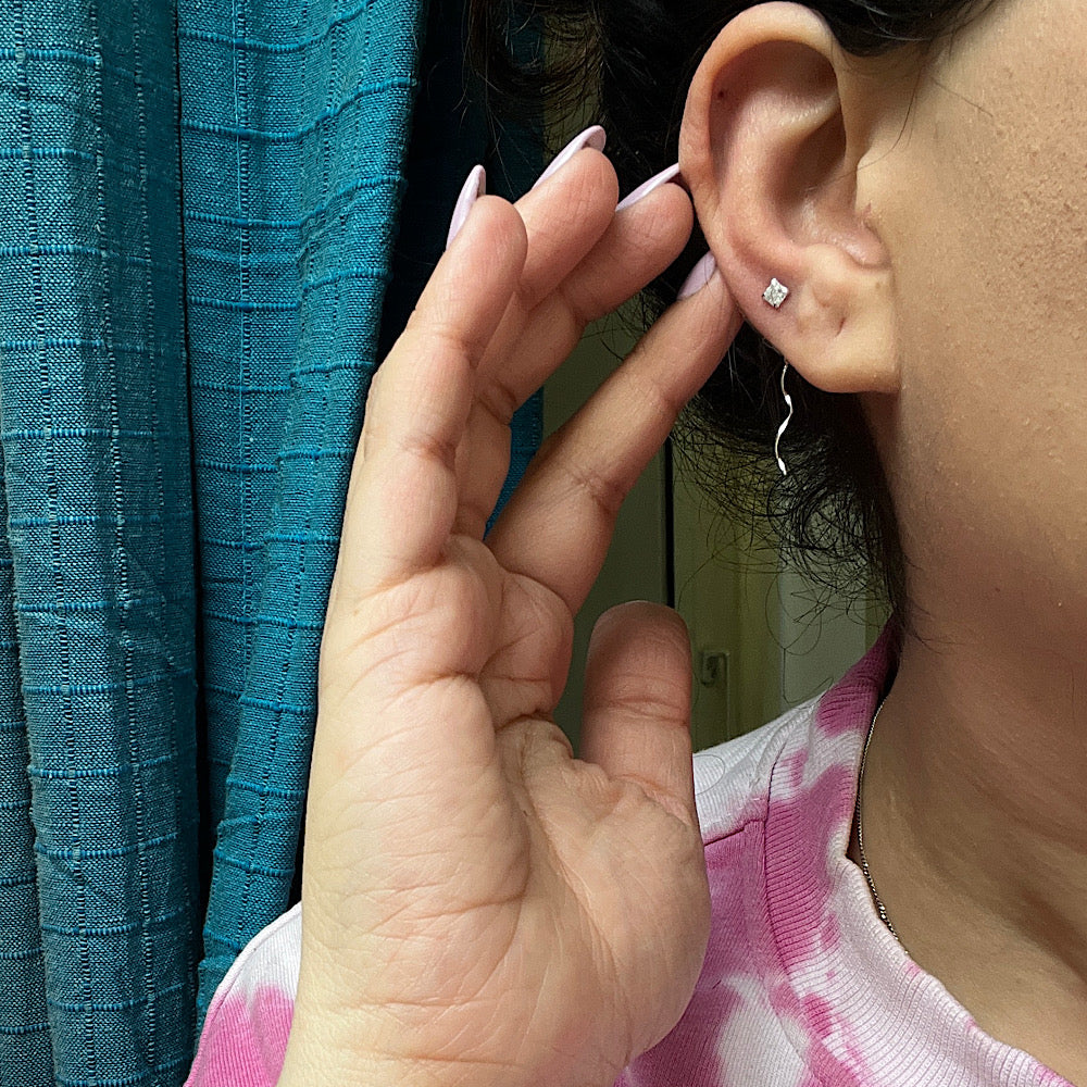 Zircon Cube Curly Chain Earrings – Gypsy Maal