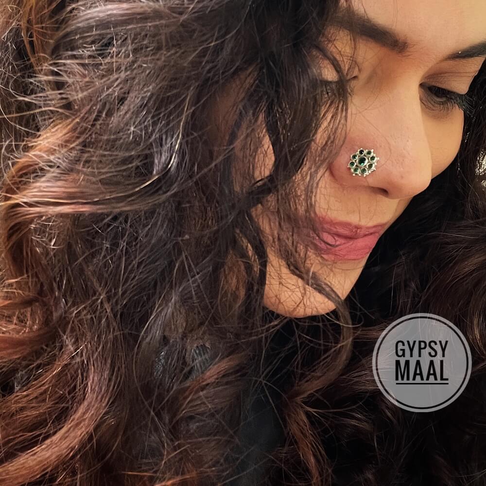 Emerald Marigold Nose Pin – Gypsy Maal