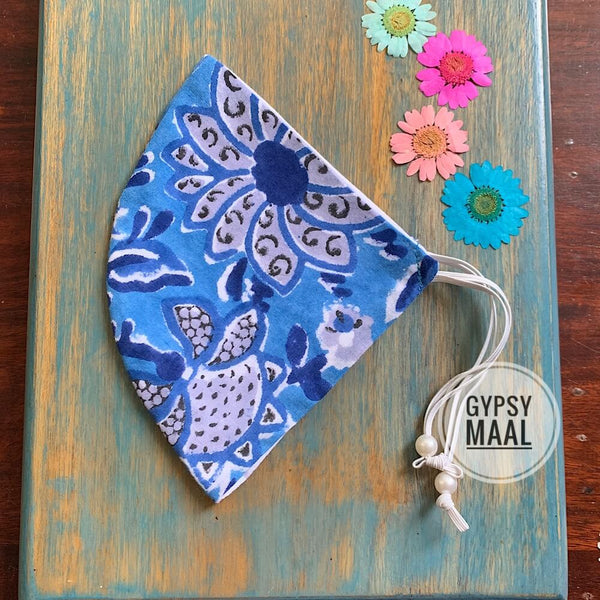 Aqua Hand Blocked Face Mask – Gypsy Maal