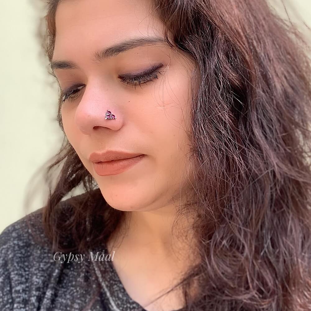 Trippy Ruby Triangle Nose Pin – Gypsy Maal