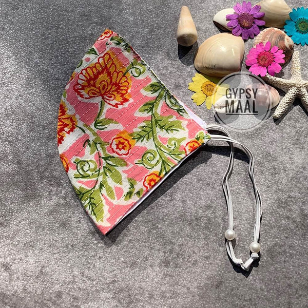 Peachy Pink Floral Face Mask – Gypsy Maal