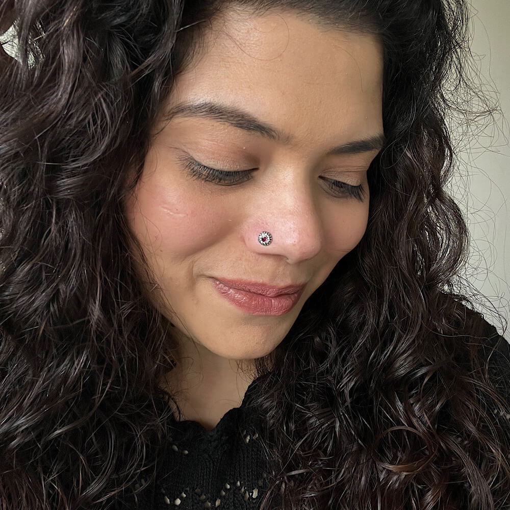 Ruby & Zircon Aztec Nose Pin – Gypsy Maal