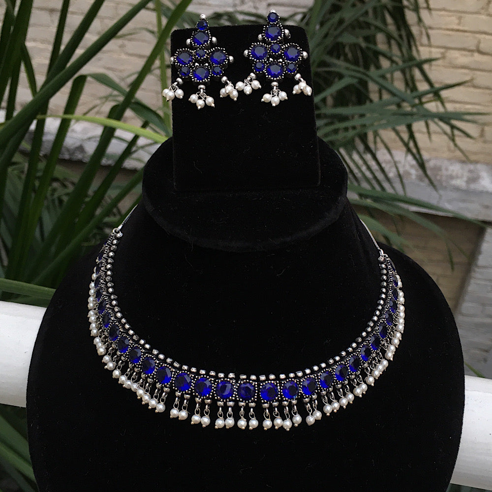 Titanic Blue Neck String with Earrings – Gypsy Maal